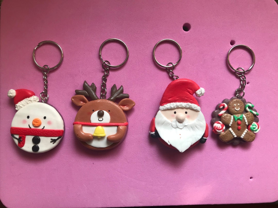 Christmas Keychain Handmade Decorations Set of 4 - Etsy