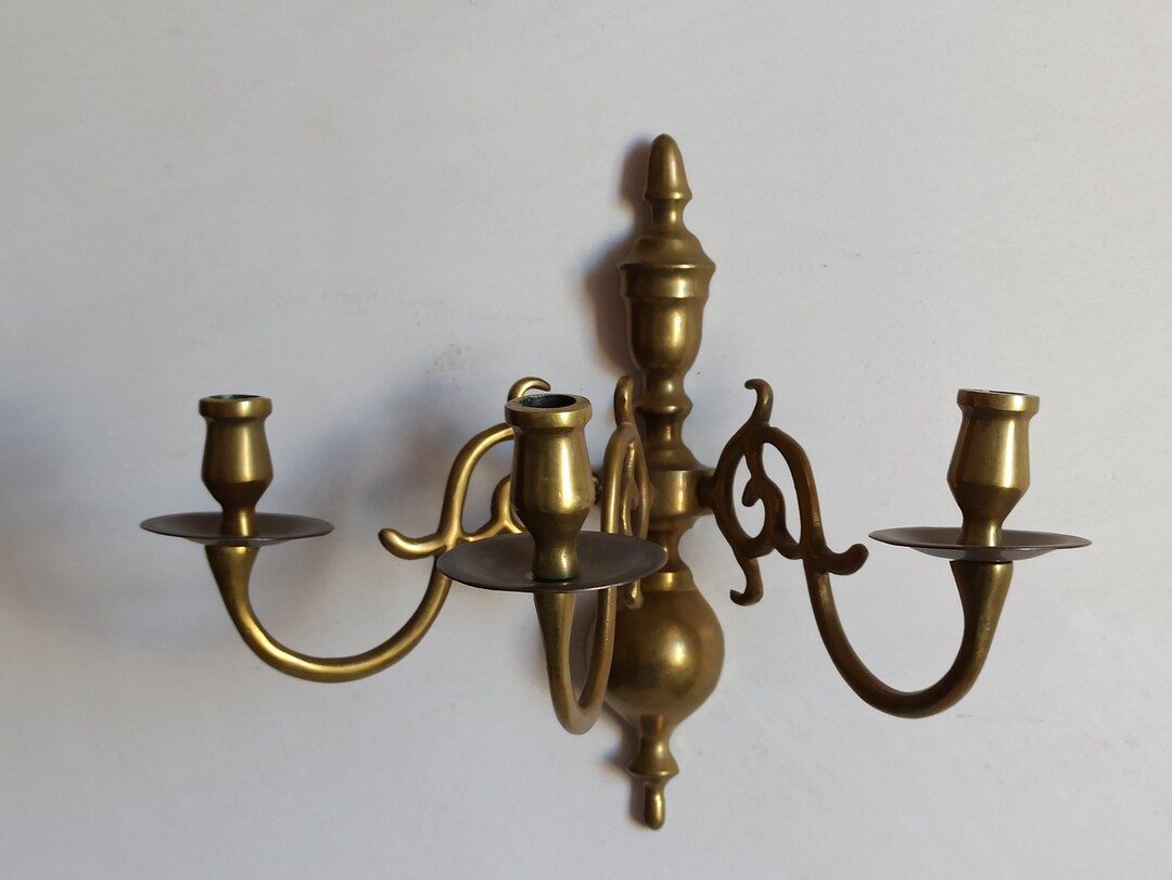 Beautiful Brass Wall Candlestick Holder, 1960s, 3 Armed Candle Holder ...