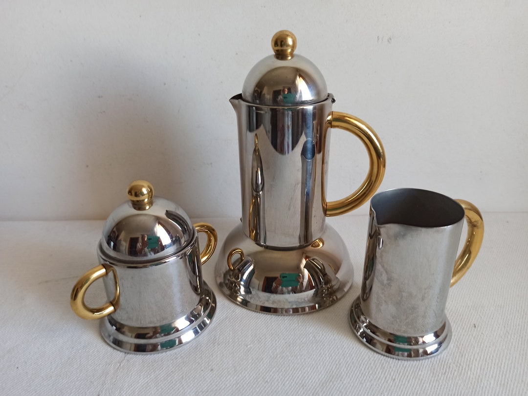 Inoxpran, Linea Gold, Vintage Designer Stovetop Moka Pot With Milkjar ...