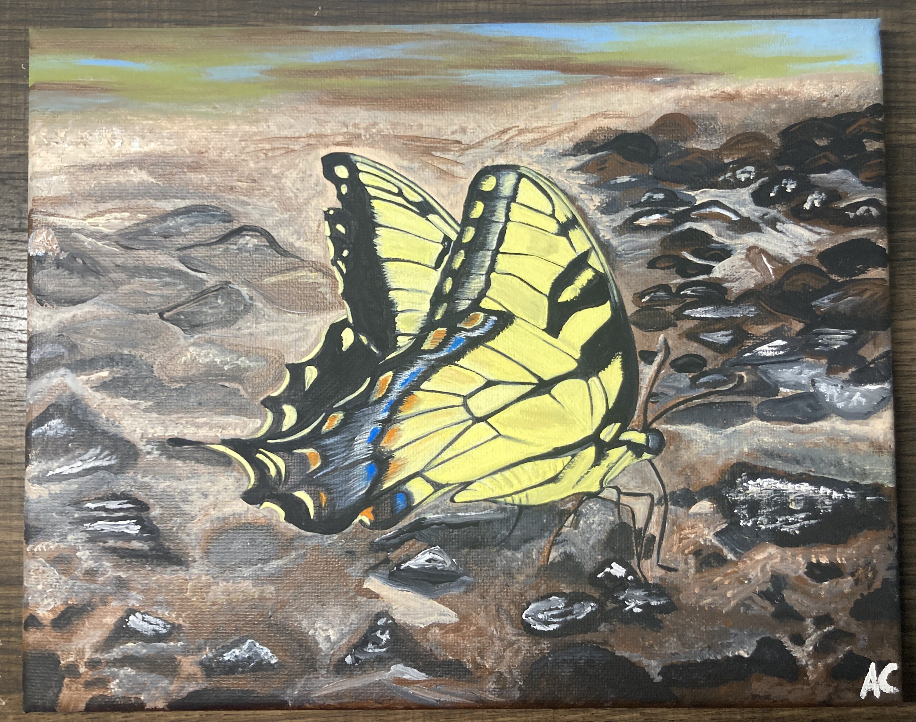 8x10 Yellow Butterfly Painting - Etsy