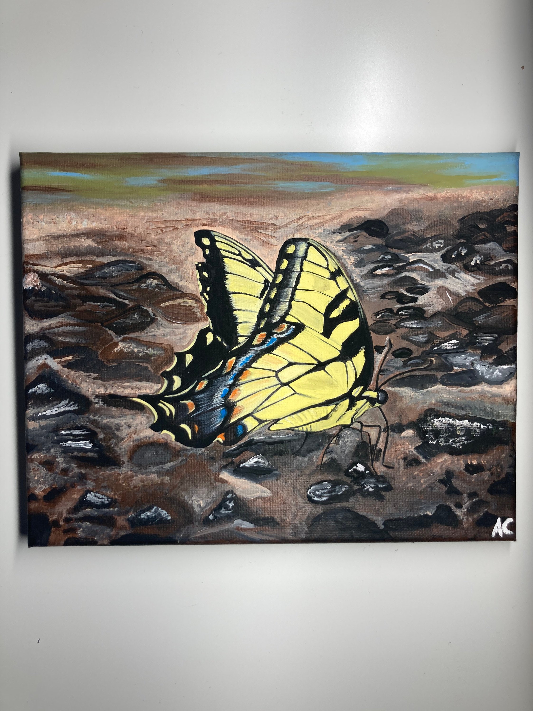 8x10 Yellow Butterfly Painting - Etsy