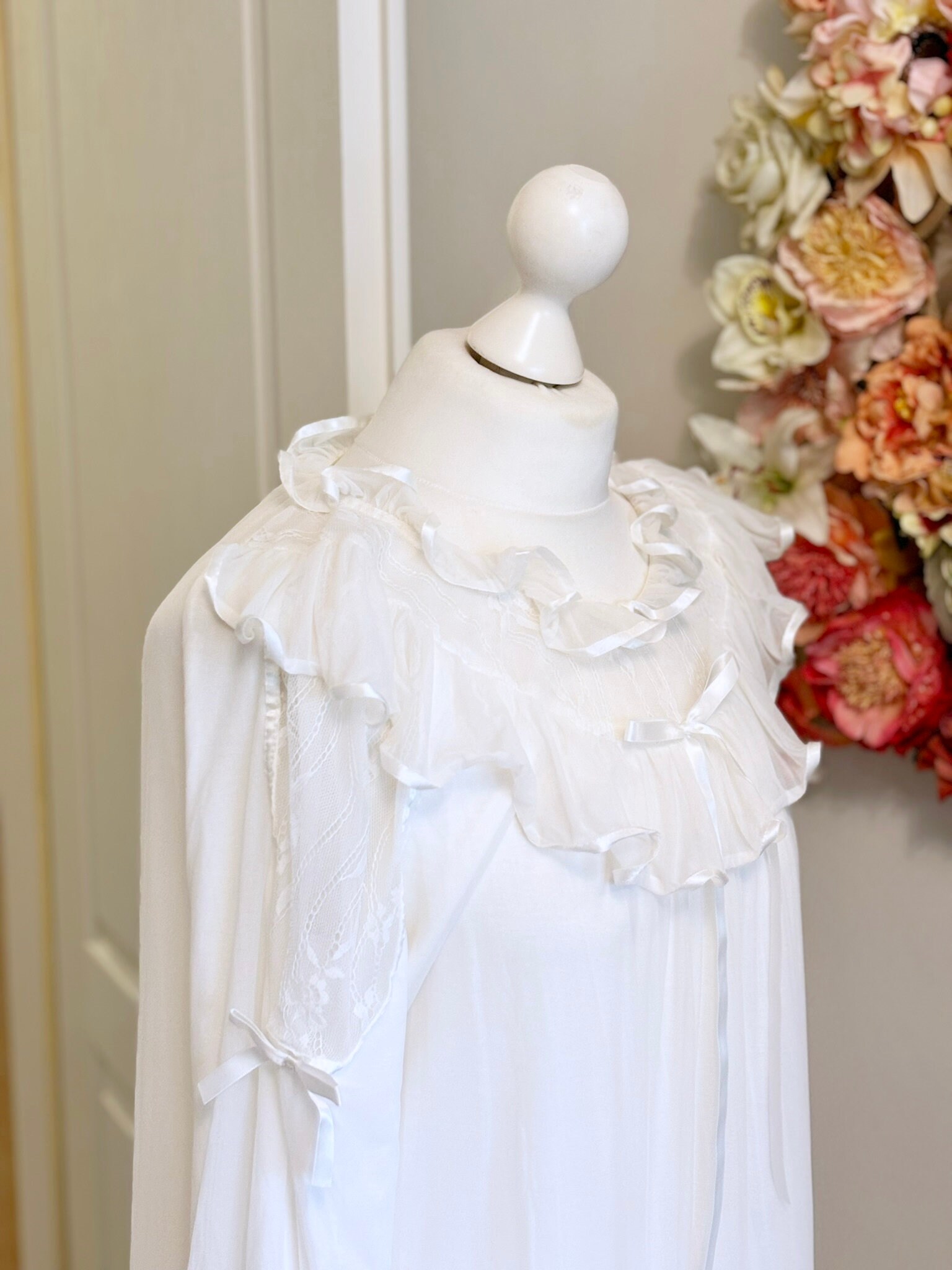 Frilly Victorian Edwardian Nightgown Vintage Dress Ribbons Coquette ...