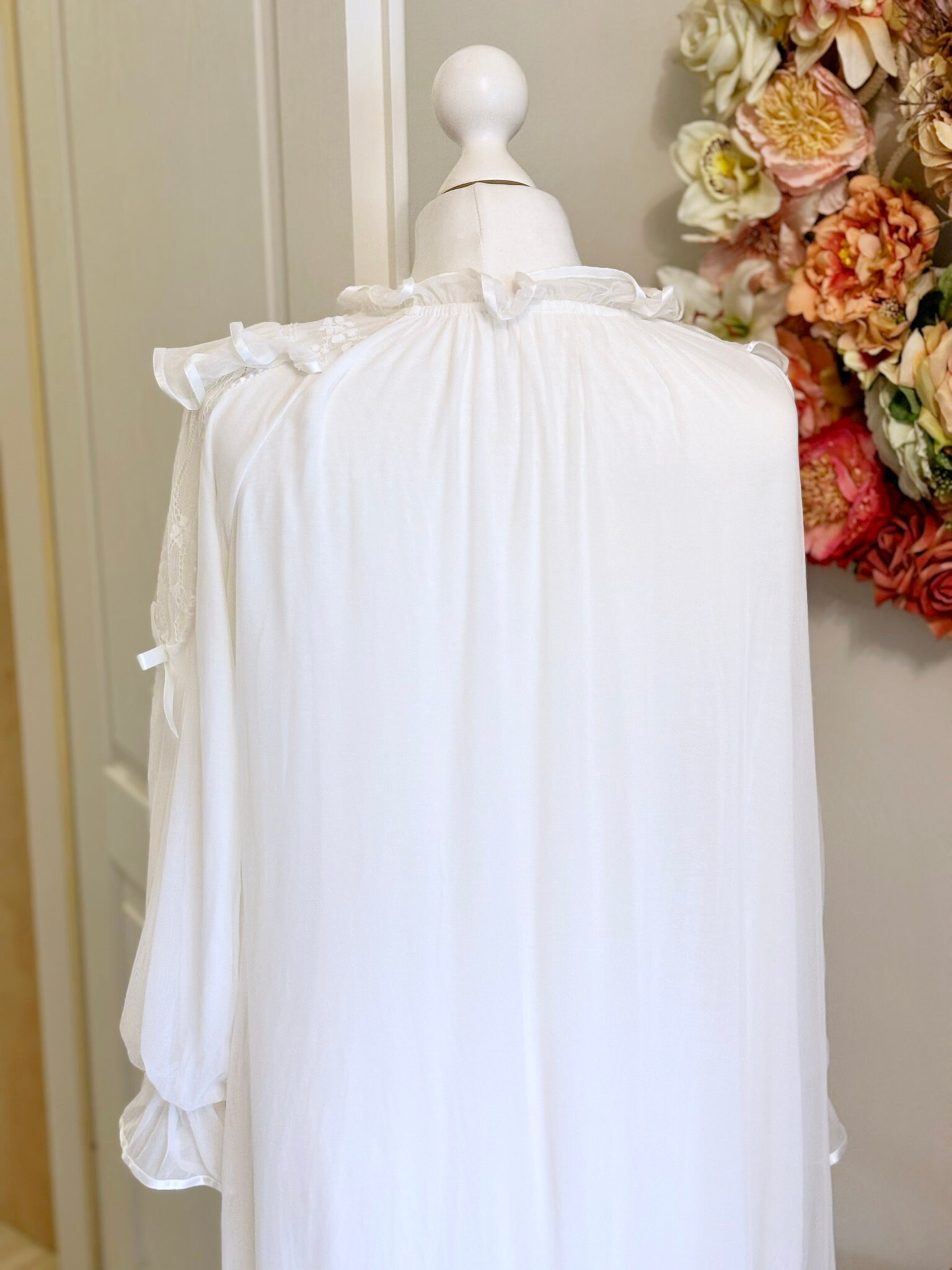 Frilly Victorian Edwardian Nightgown Vintage Dress Ribbons Coquette ...