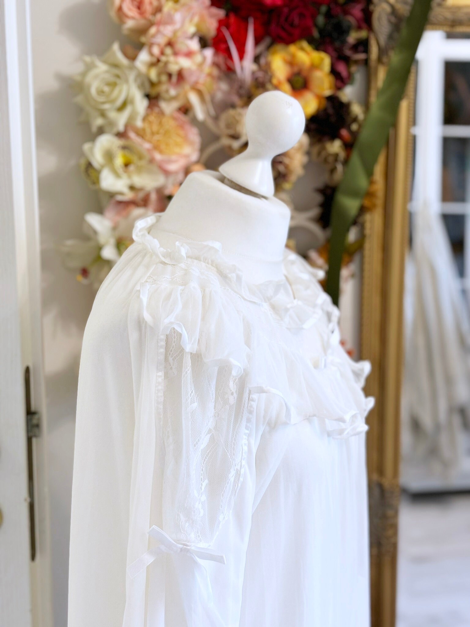 Frilly Victorian Edwardian Nightgown Vintage Dress Ribbons Coquette ...