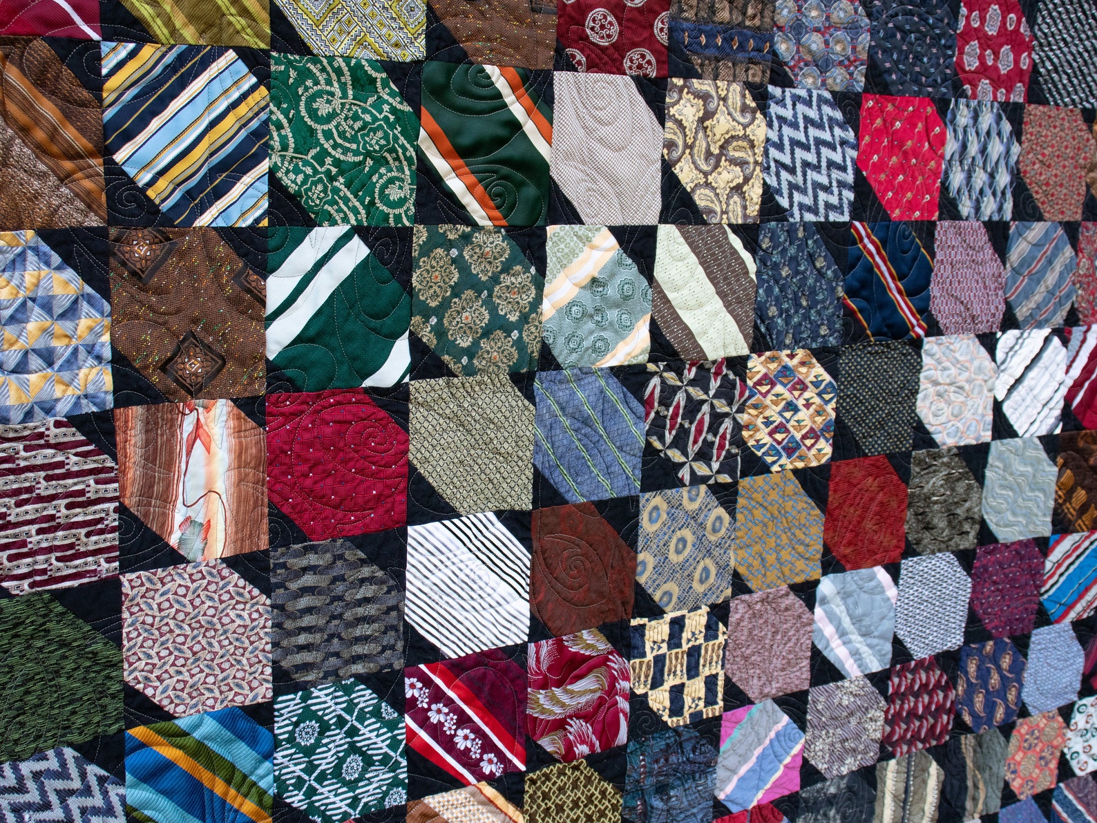 Men's Neck Tie Quilt, Patchwork Quilt With Men's Ties, Father's Day ...