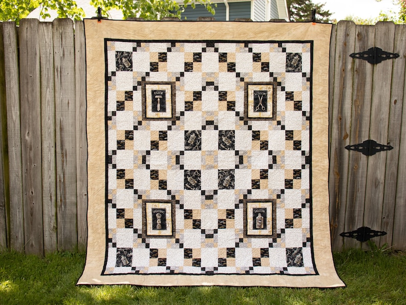 Barber Shop Shaving Quilt, Vintage Quilt Barber Gift, Handmade Quilt ...