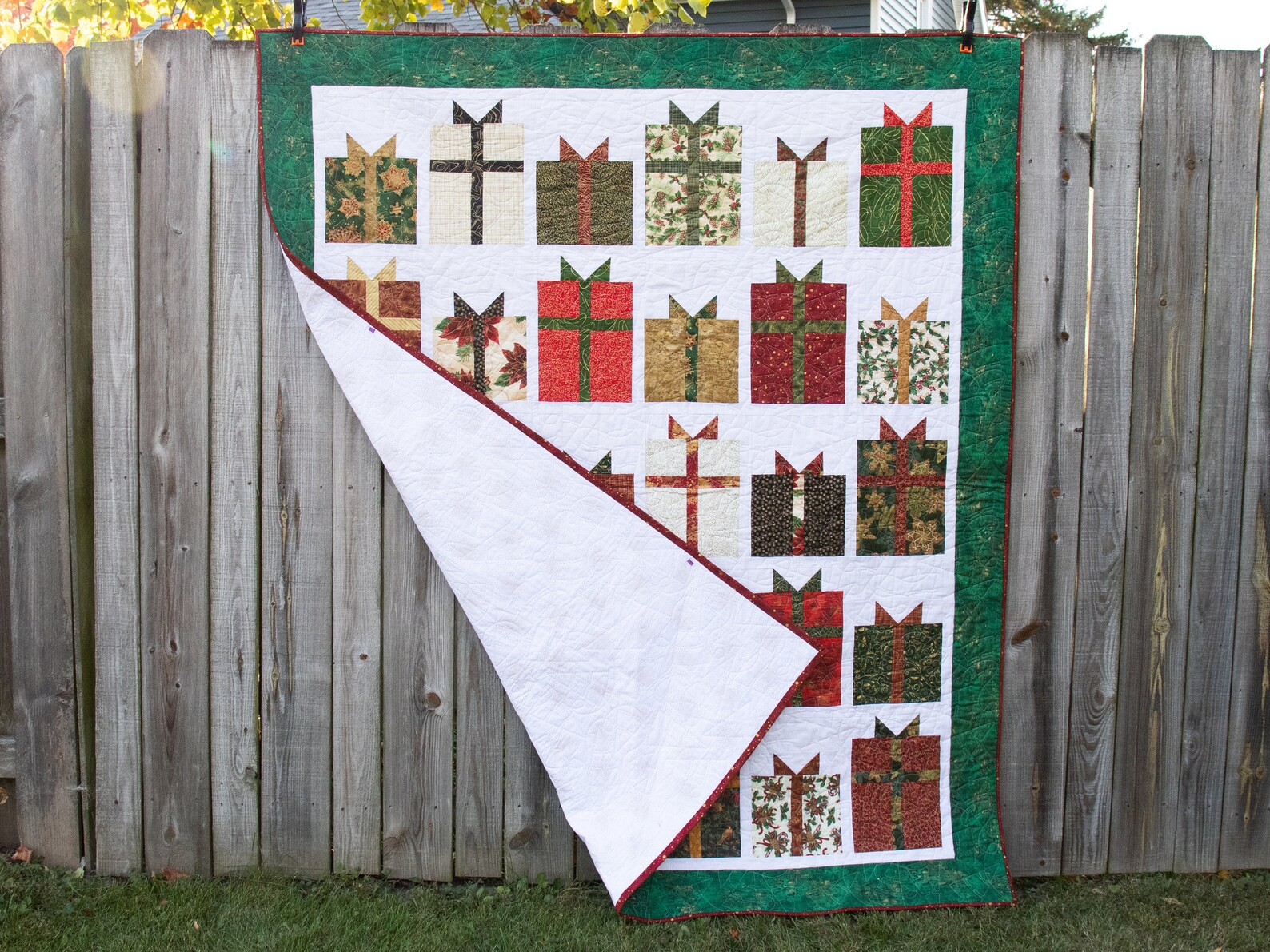 Modern Christmas Presents Quilt, Wrapped Present Holiday Quilt, Artisan ...