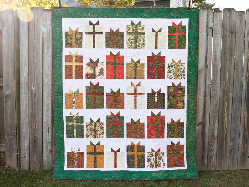Modern Christmas Presents Quilt, Wrapped Present Holiday Quilt, Artisan ...