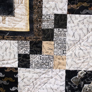 Barber Shop Shaving Quilt, Vintage Quilt Barber Gift, Handmade Quilt ...