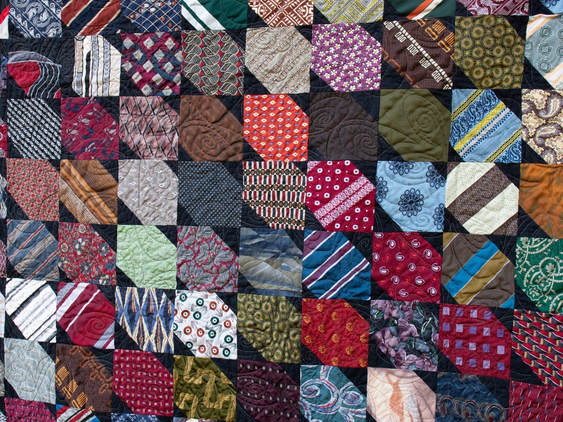 Men's Neck Tie Quilt Patchwork Quilt With Men's Ties - Etsy