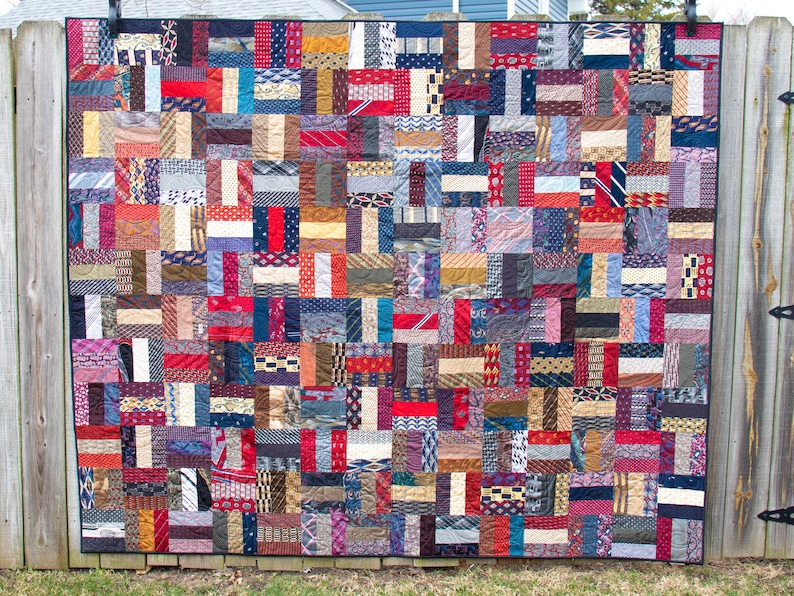 Men's Neck Tie Quilt | Patchwork Quilt From Men's Ties | Father's Day ...
