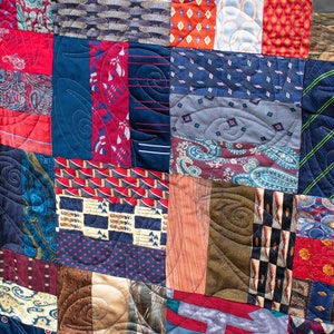 Men's Neck Tie Quilt | Patchwork Quilt From Men's Ties | Father's Day ...