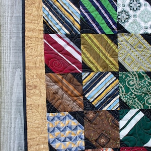 Men's Neck Tie Quilt, Patchwork Quilt With Men's Ties, Father's Day ...