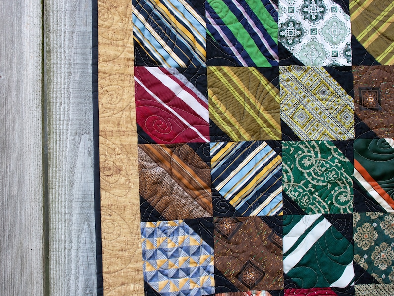 Men's Neck Tie Quilt, Patchwork Quilt With Men's Ties, Father's Day ...