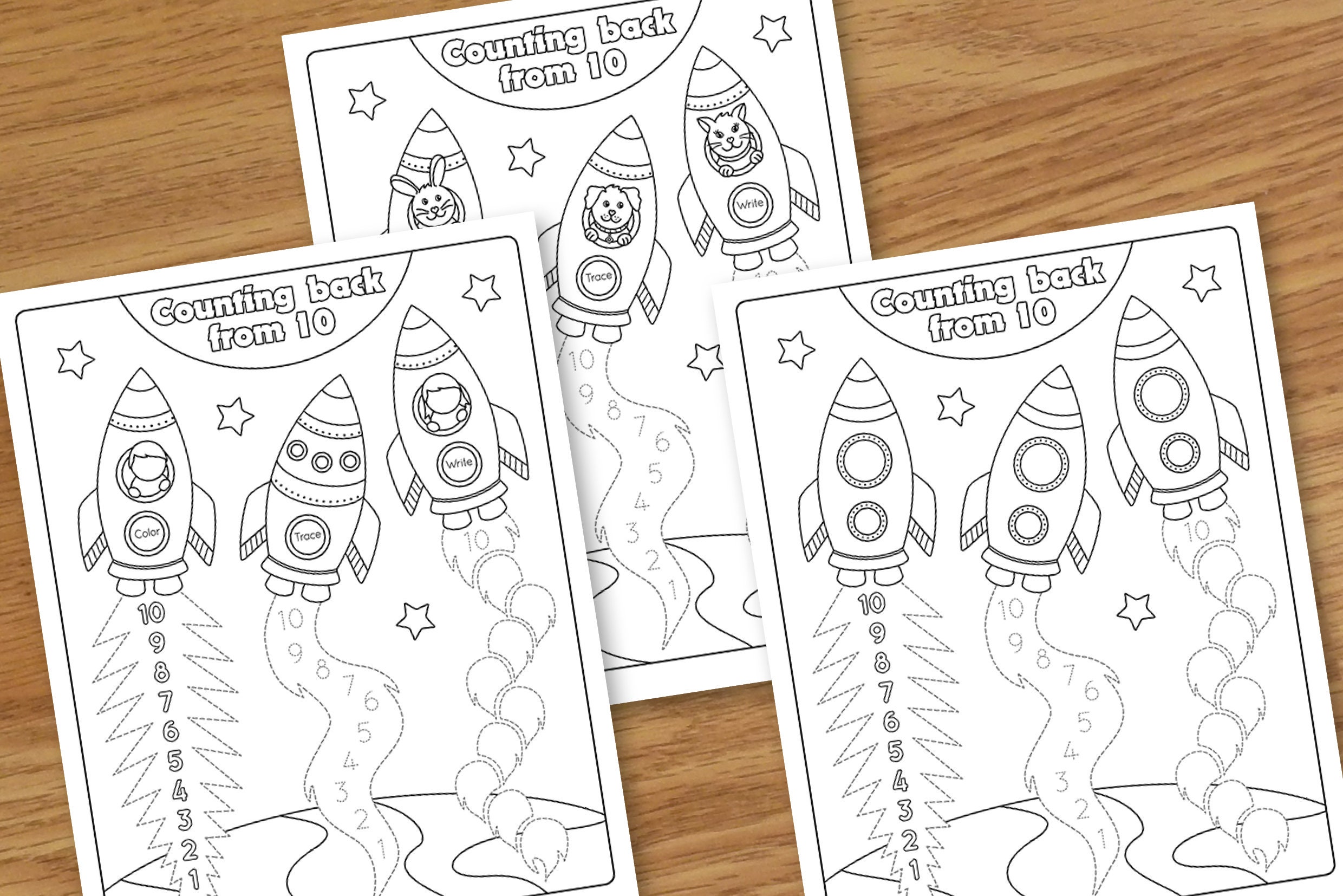 Rocket Countdown Worksheet, Kids Count Back From 10 Activity Page ...