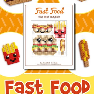 Mini Food Fuse Bead Template Bundle, Hama Perler Pyssla Melty, Ice ...
