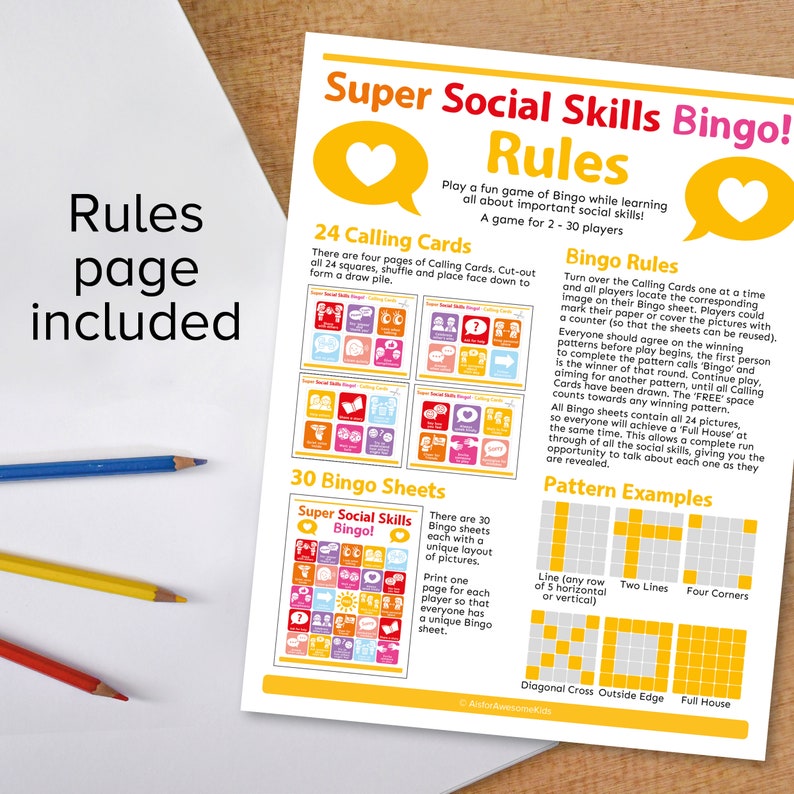 Super Social Skills Bingo Game Printable, Good Communication Group ...