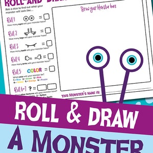 Roll & Draw a Monster Drawing Prompt Activity, Kids Halloween Dice Game ...