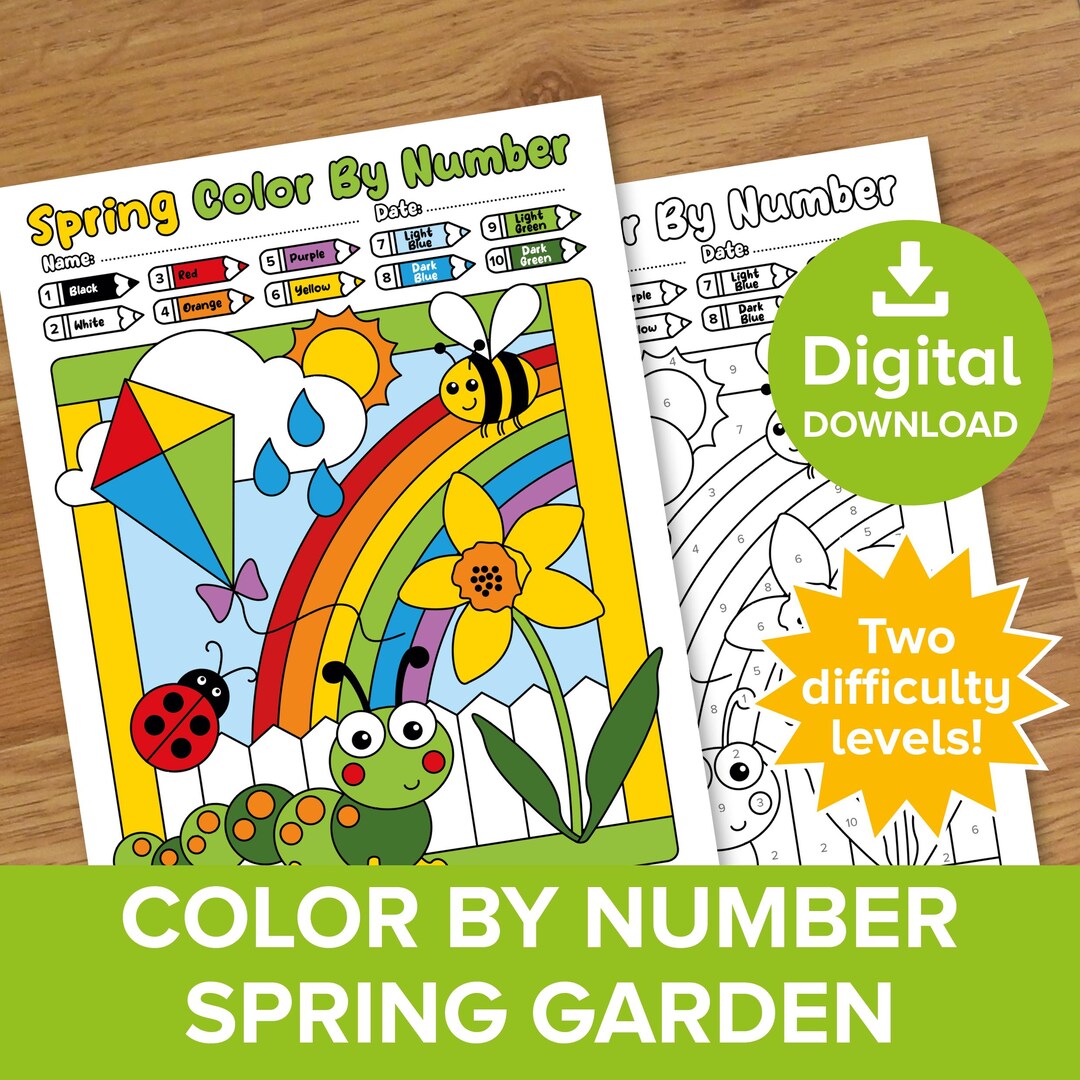 Spring Color by Number Worksheet, Minibeast Garden Picture Reveal ...
