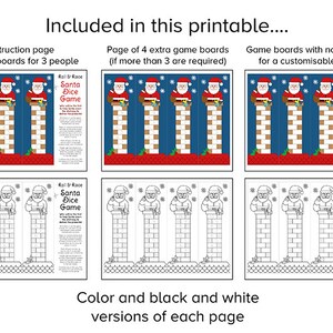 Roll & Race Santa Christmas Dice Game, Kids Xmas Math Coloring Activity ...