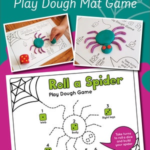 Roll a Spider Play Dough Mat Dice Game, Kids Halloween Playdoh Activity ...