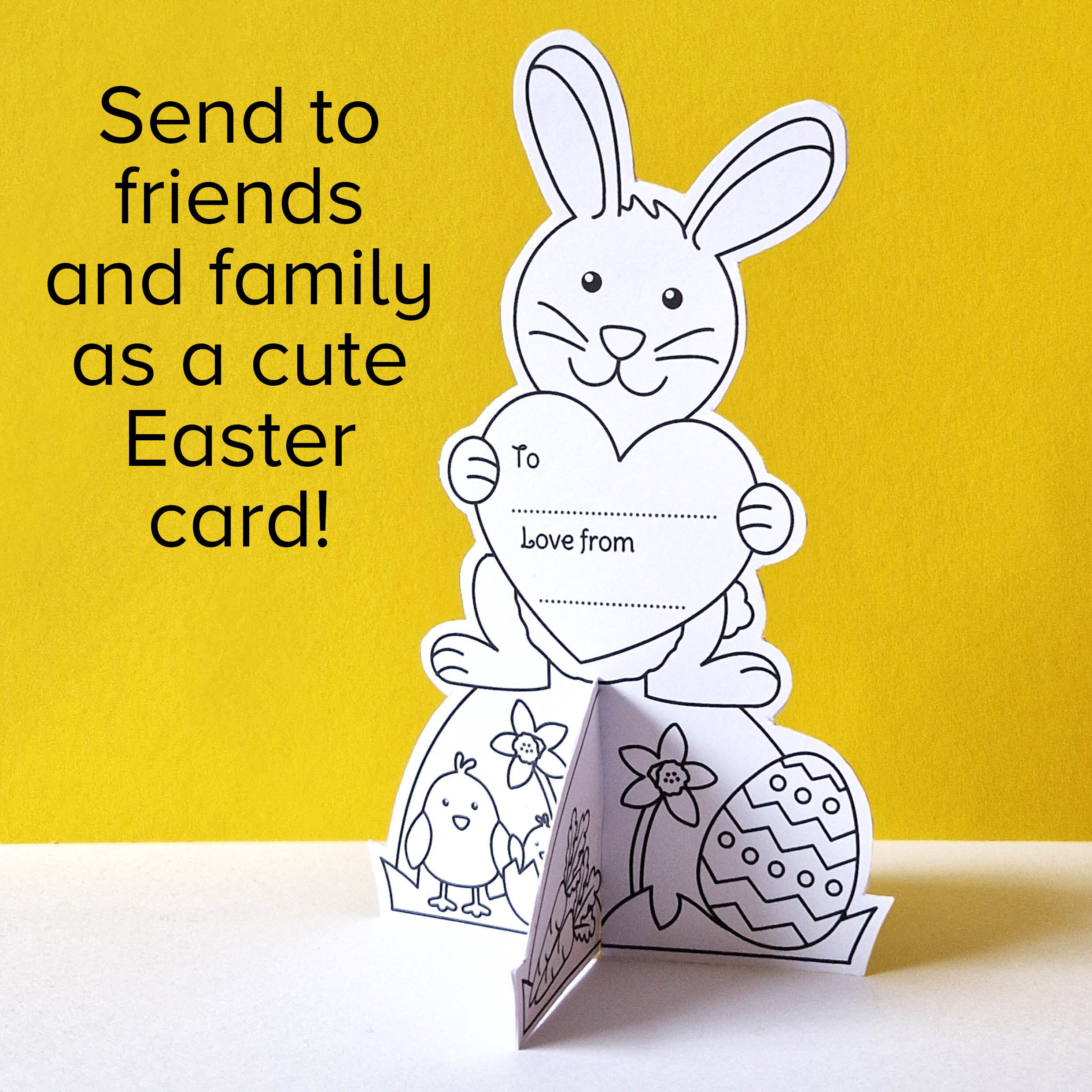 Easter Bunny 3D Greetings Card Craft, Cute Rabbit Cut-out & Color Model ...