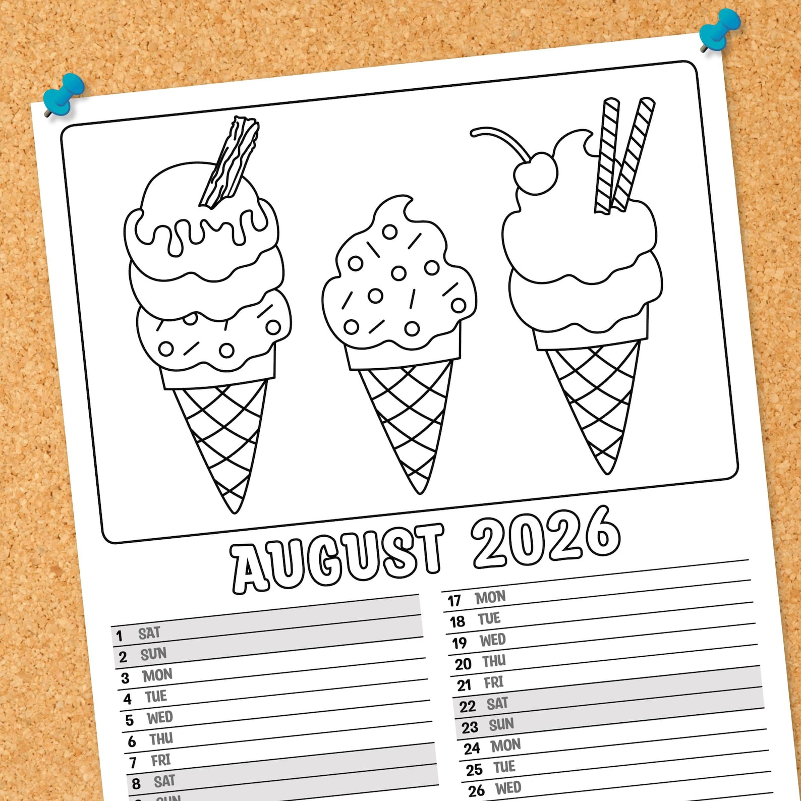 2026 Coloring Calendar Printable, January Month to View 12 Page Lined ...