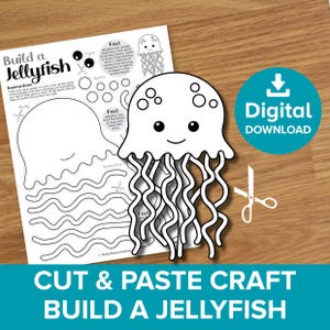 Jellyfish Cut & Paste Craft Printable, Marine Jelly Fish Color and ...