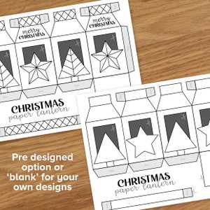 Christmas Paper Lantern Craft, Xmas Tealight Holder Cut & Color Project ...