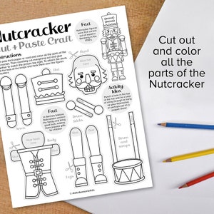 Nutcracker Cut & Paste Craft, Christmas Toy Soldier Color Build Kit ...