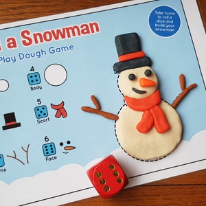 Roll a Snowman Play Dough Mat Game, Kids Christmas Playdoh Dice ...