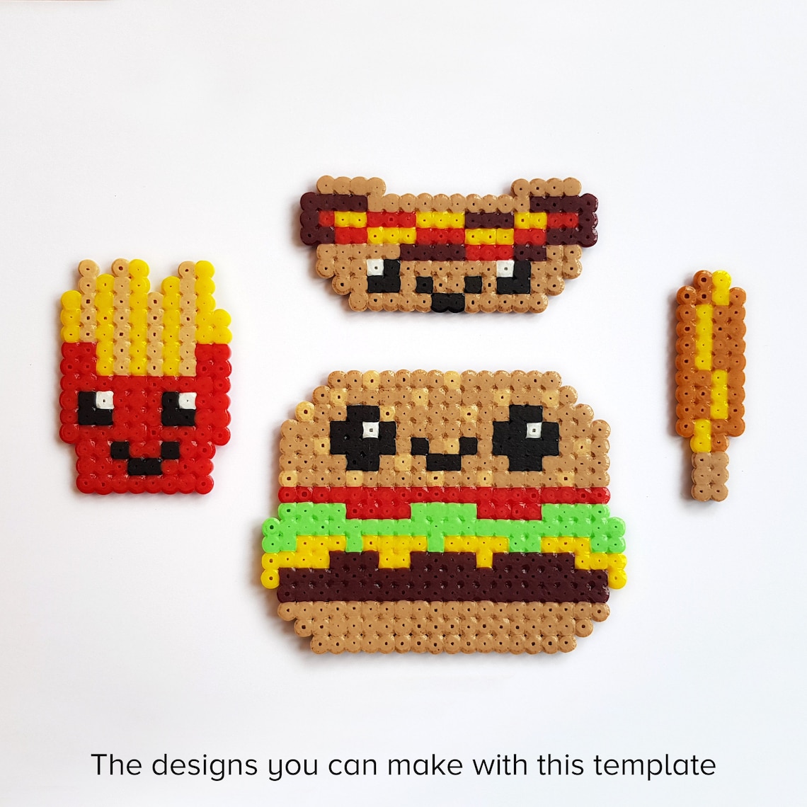 Fast Food Fuse Bead Template, Kawaii Hama Perler Nabbi Pyssla Beads ...
