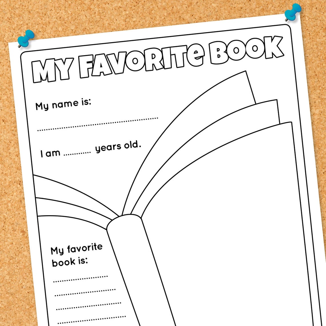My Favorite Book Worksheet, Kids Drawing Prompt Reading Activity ...