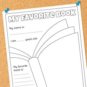 My Favorite Book Worksheet, Kids Drawing Prompt Reading Activity ...