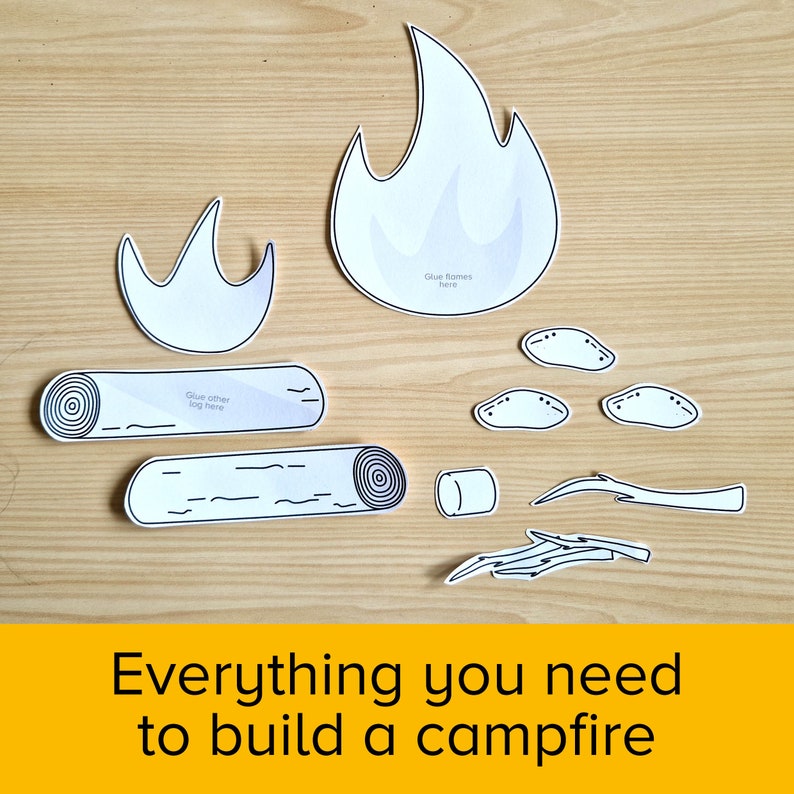 Campfire Cut & Paste Craft Printable, Summer Camping Color and Build ...