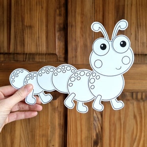Caterpillar Cut & Paste Craft Printable, Spring Bug Color and Build Kit ...