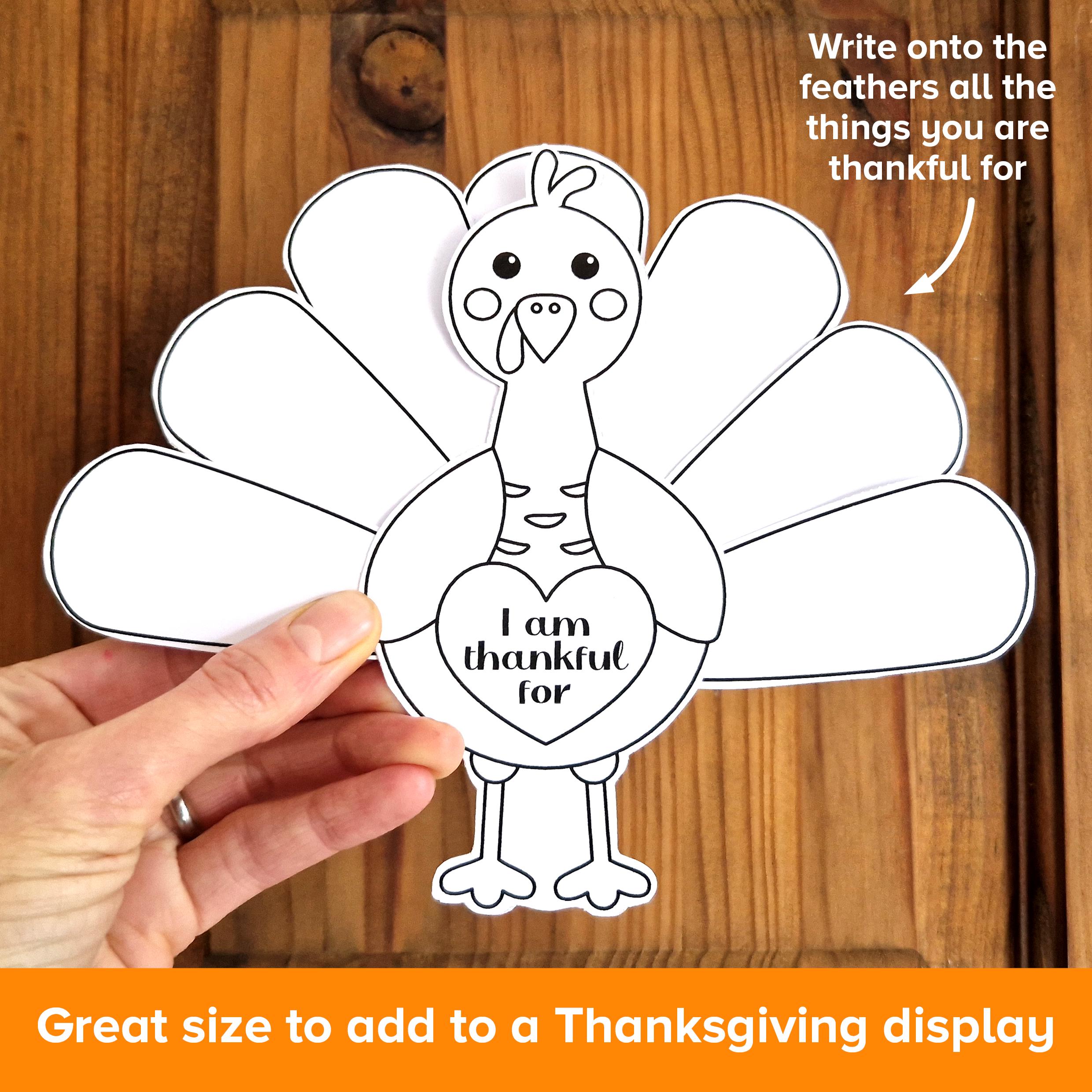 Thankful Turkey Cut & Paste Craft, Build a Thanksgiving Bird Coloring ...