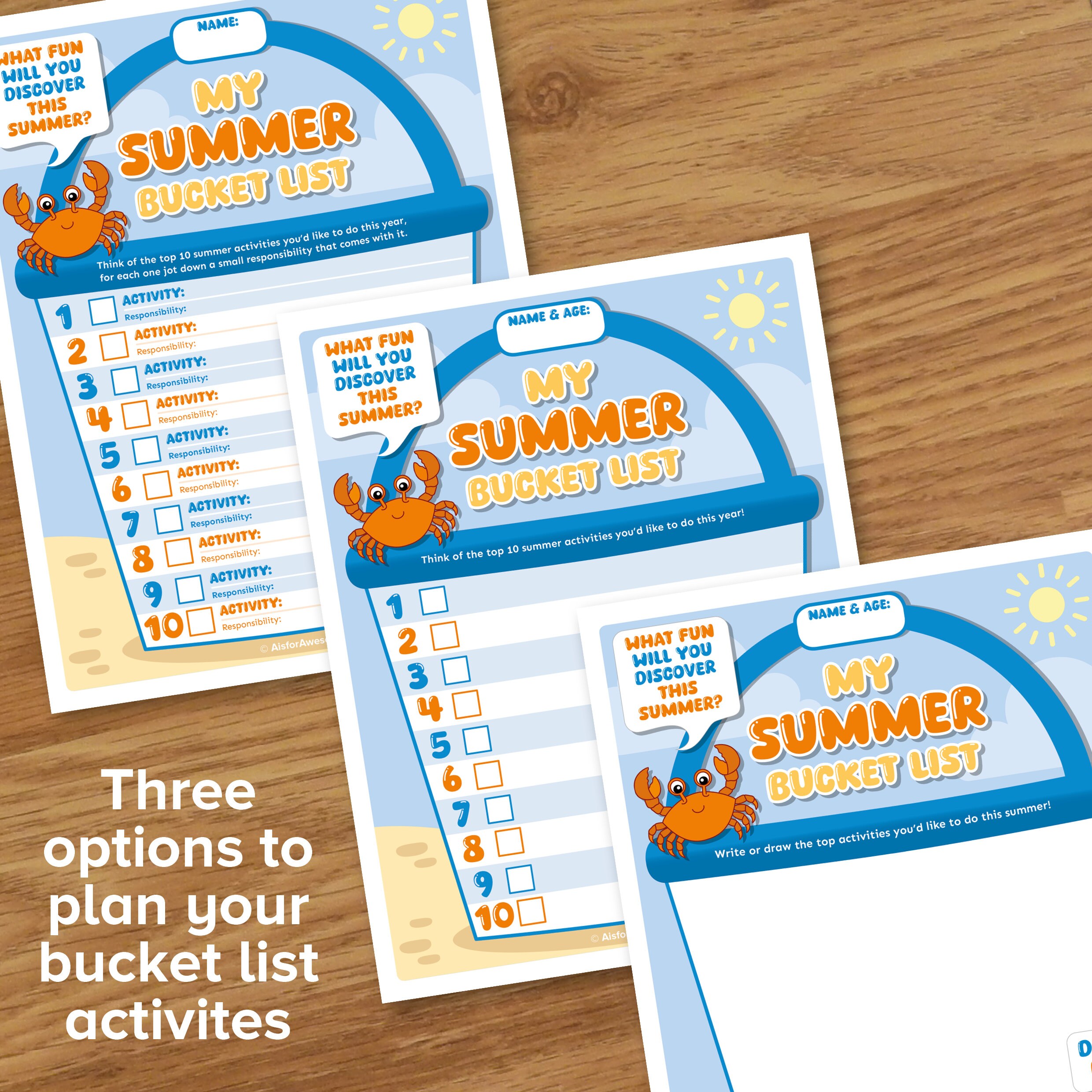 Summer Bucket List Printable Pack, School Break Activity Planner Tick ...