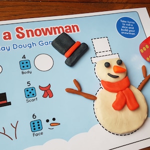 Roll a Snowman Play Dough Mat Game, Kids Christmas Playdoh Dice ...