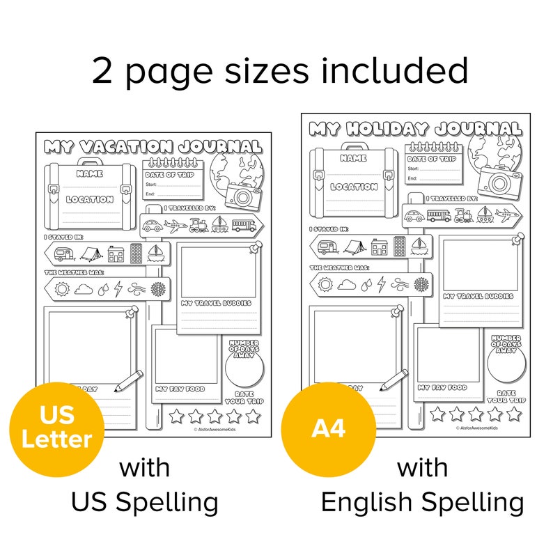 Travel Journal for Kids, Summer Vacation Diary Log, Family Holiday ...