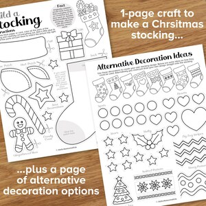 Build a Stocking Cut & Paste Craft, Christmas Eve Decoration Coloring ...