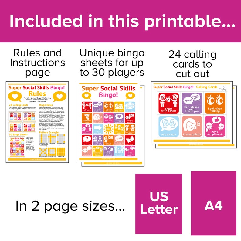 Super Social Skills Bingo Game Printable, Good Communication Group ...