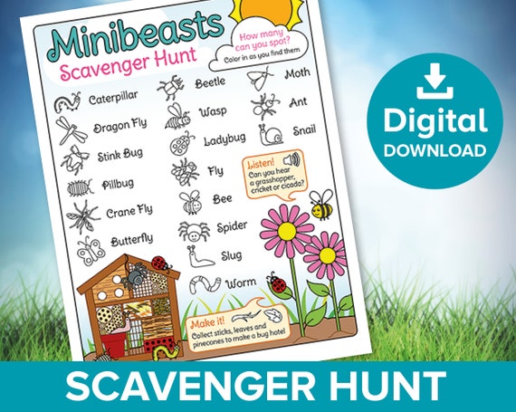Minibeasts Scavenger Hunt Kids Spot & Color Insect Nature - Etsy