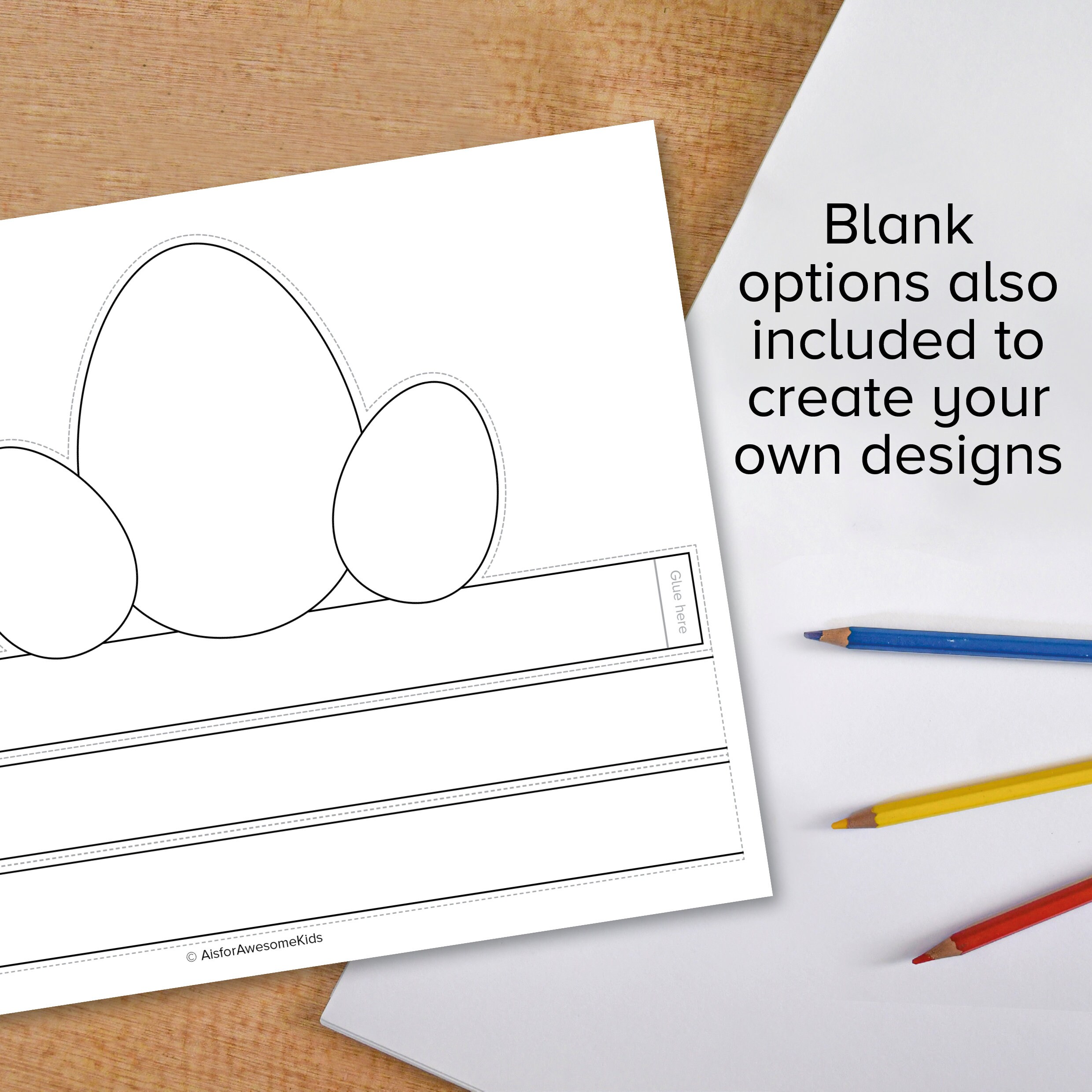 Easter Bonnet Paper Hat Coloring Crafts, Spring Chick Egg Hunt Party ...