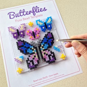 Butterflies Fuse Bead Template, Hama Perler Pyssla Magical Birthday ...