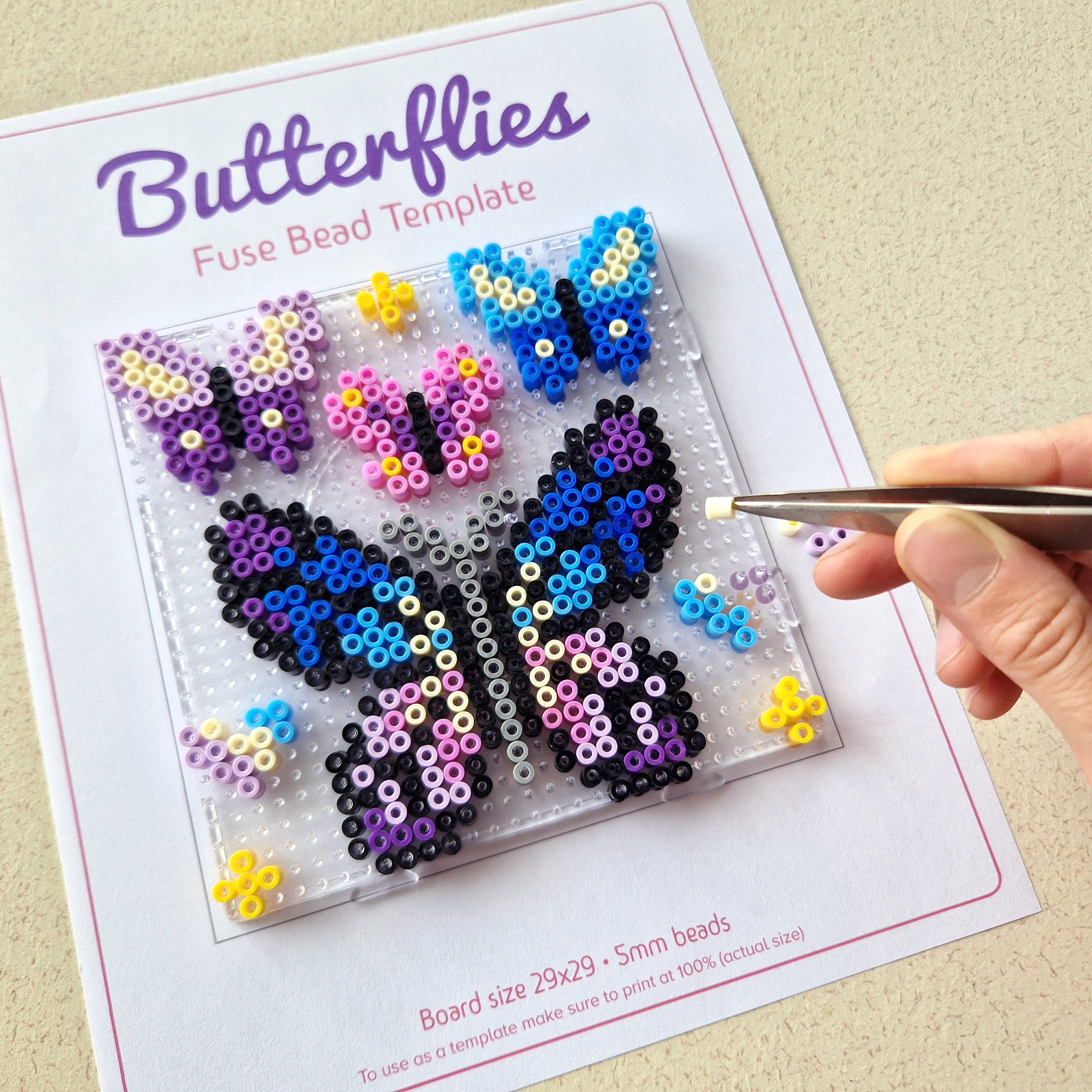 Butterflies Fuse Bead Template, Hama Perler Pyssla Magical Birthday ...
