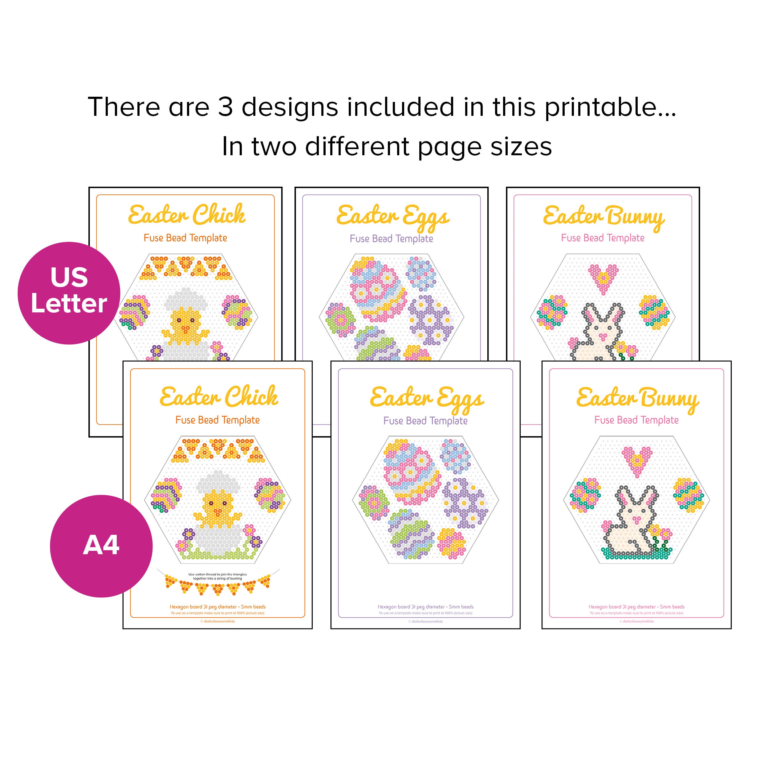 Easter Fuse Bead Templates Bundle, Hama Perler Nabbi Pyssla Beads Craft ...