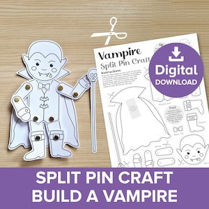 Vampire Split Pin Craft Printable, Halloween Puppet Show Paper Doll ...