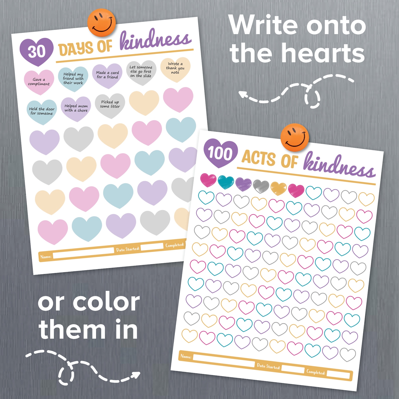 Acts of Kindness Chart for Kids, 100 Hearts Tracker Log, Spread the ...