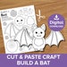 Build a Bat Cut & Paste Craft, Halloween Creature Coloring Kit, Night ...